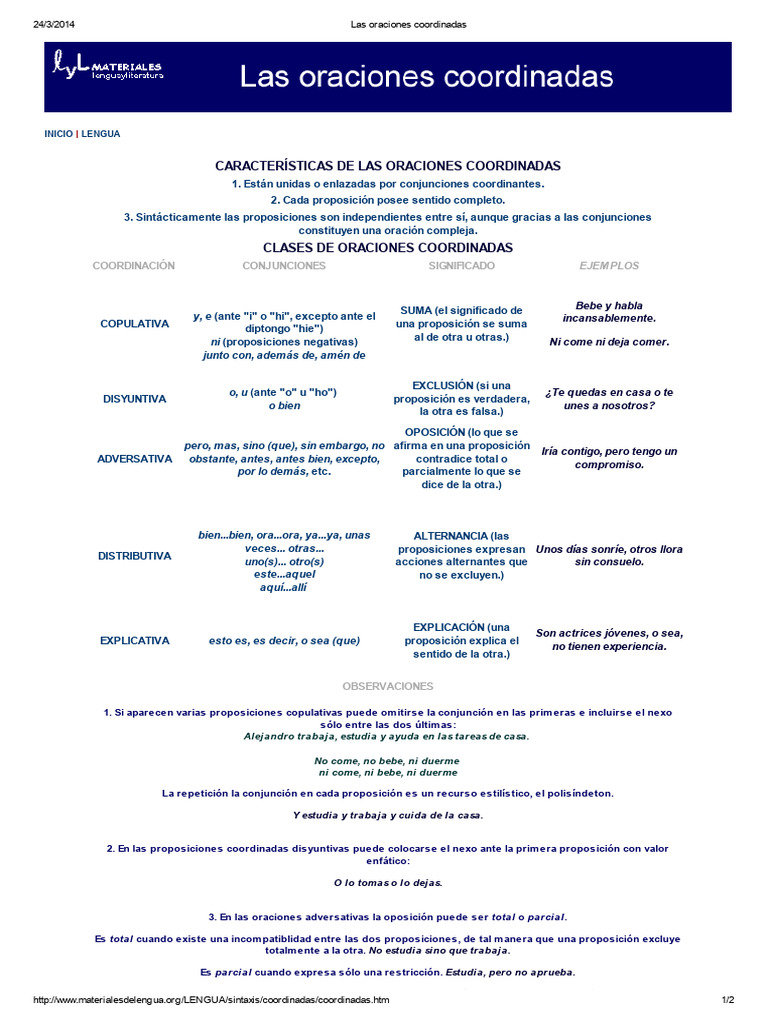 Las Oraciones Coordinadas | PDF | Sintaxis | Gramática