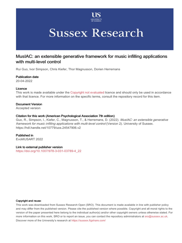 Guo Et Al. - 2022 - MusIAC An Extensible Generative Framework For Mus | PDF