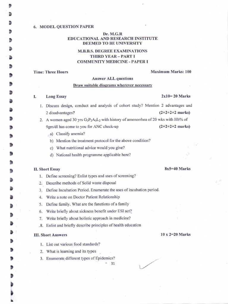 CM Model Question Paper-I | PDF