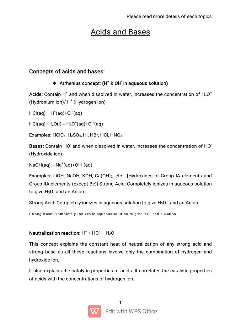 Acid and Base Final (1) | PDF | Acid | Buffer Solution