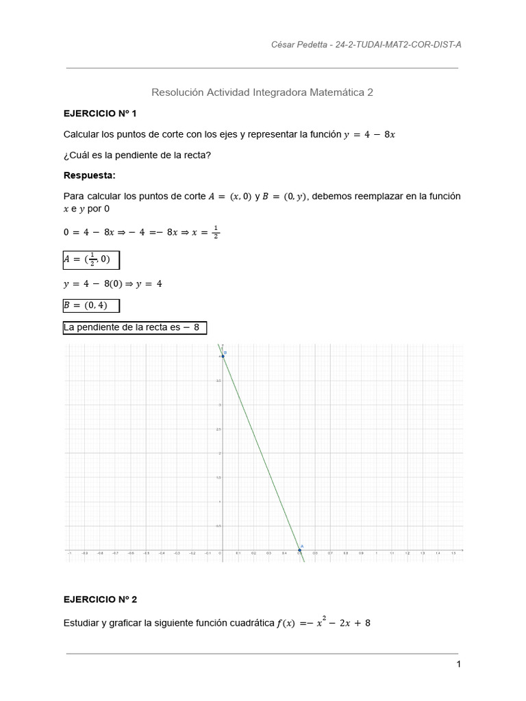 Actividad Integradora - Matemática 2 | PDF | Integral | Cálculo