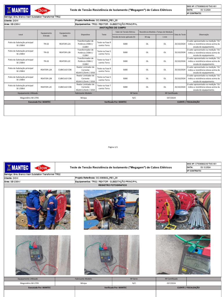 CT0085602-E-TMC-001 - Teste de Megagem de Cabos | PDF | Energia ...