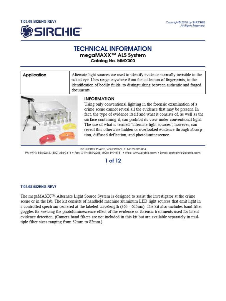 Sirchie - megaMAXX™ ALS System | PDF | Ultraviolet | Optical Filter