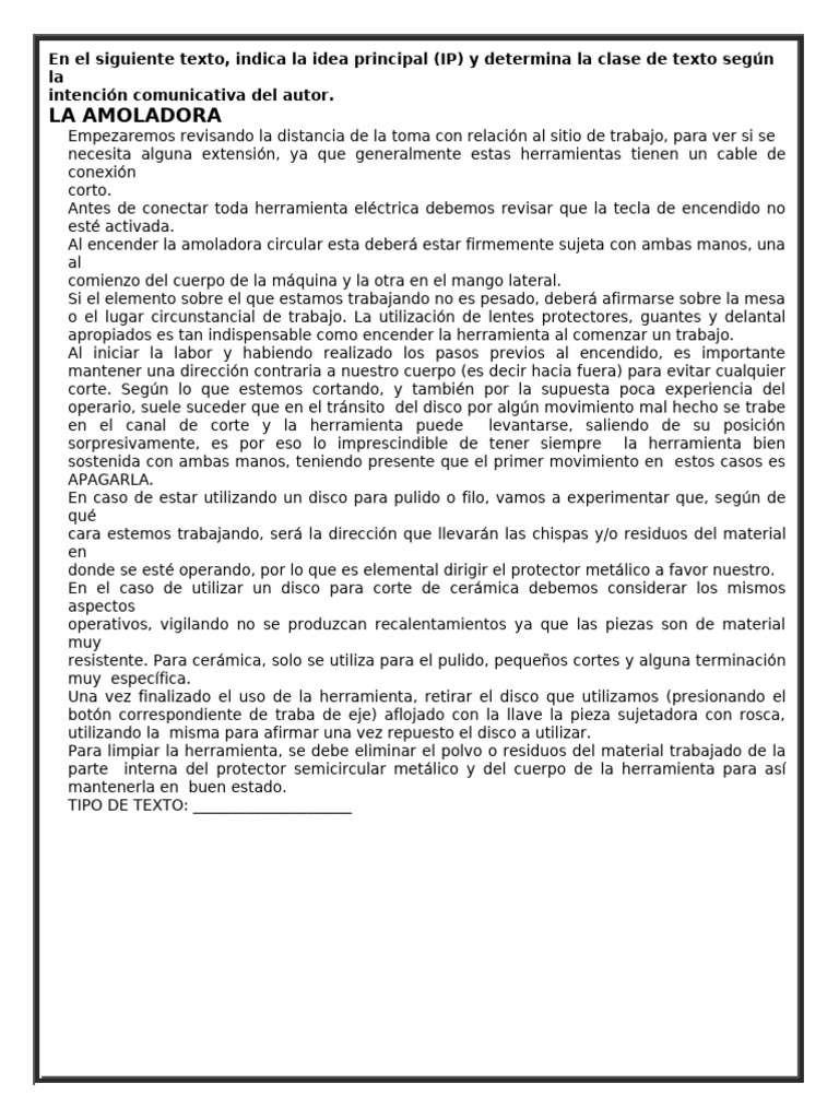 Actividad Textos Segun La Intencion Comunicativa | PDF | Herramientas