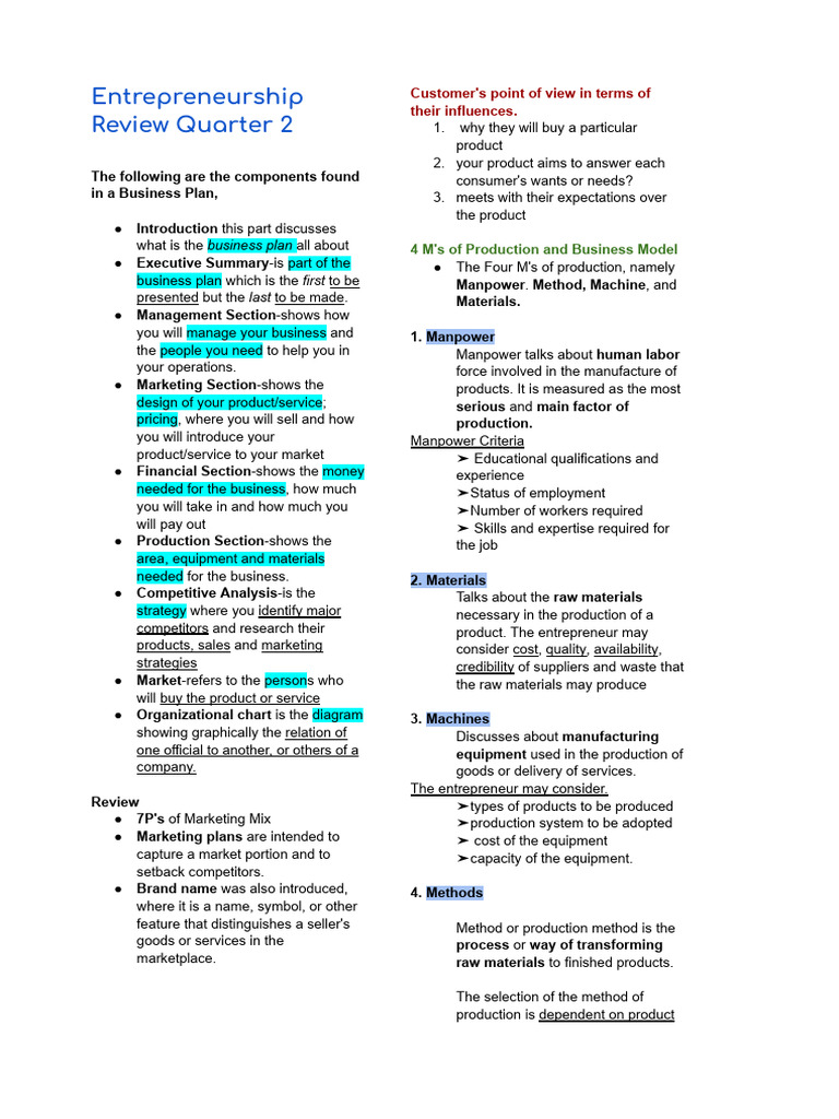 2ND Quarter Entrep Reviewer | PDF | Marketing | Prices