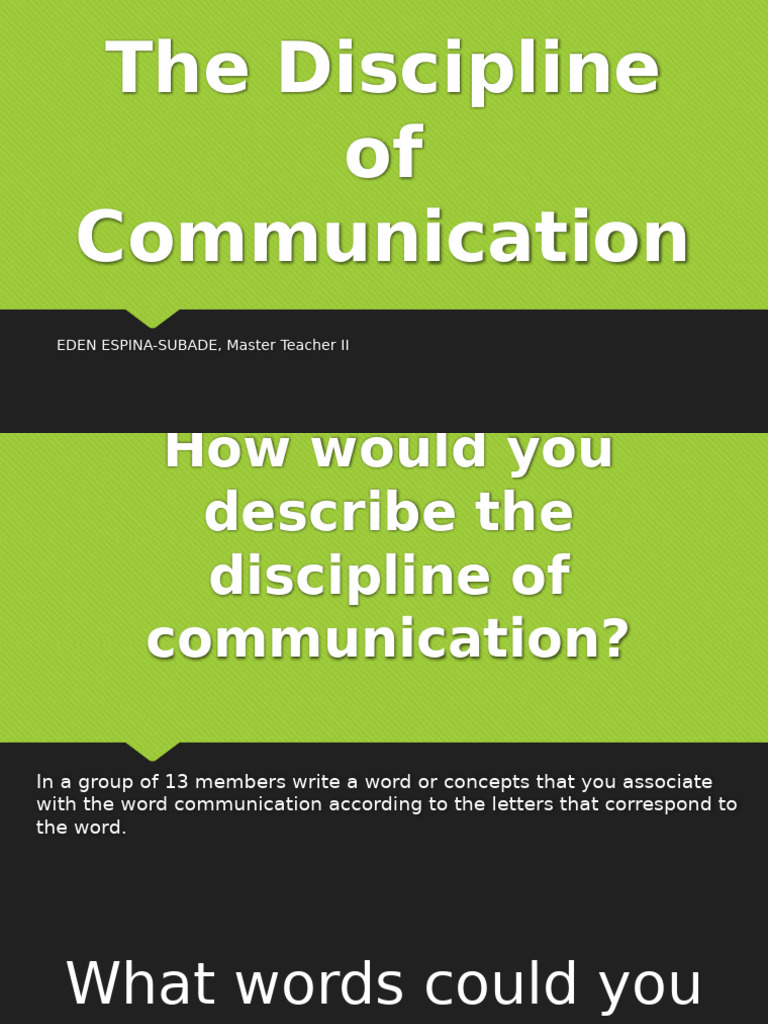 The Discipline of Communication | PDF | Communication | Nonverbal ...