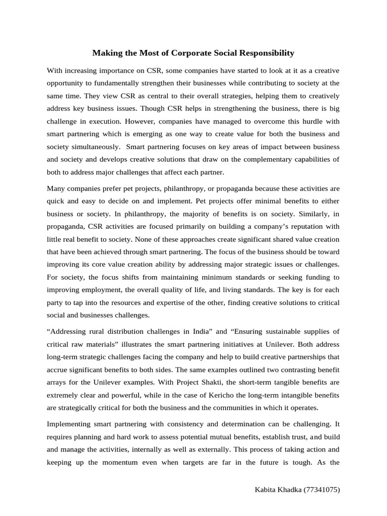 BECSR Article Review Assignment | PDF | Corporate Social Responsibility | Economies