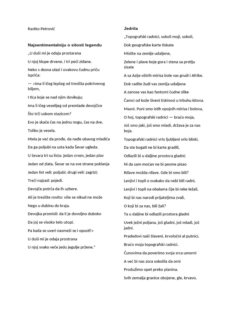 Rastko Petrović 3 pesme | PDF