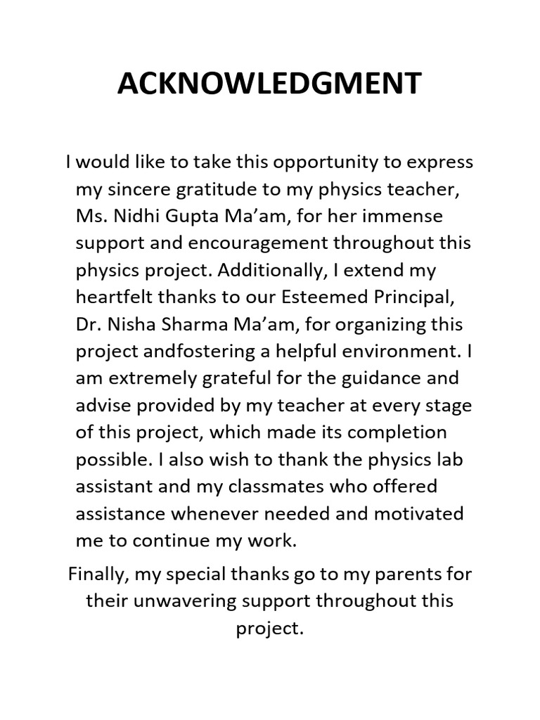 Physics Acknowledgment | PDF