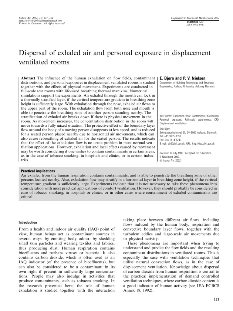 Dispersal of Exhaled Air and Personal Exposure in Displacement ...