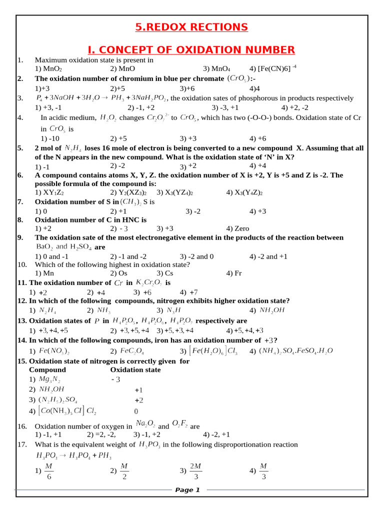 5. Redox Rections Final | PDF | Redox | Chemical Reactions