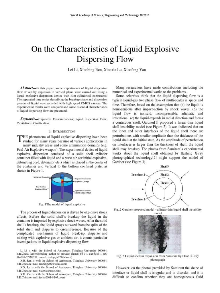 Lei Li Et Al - On The Characteristics of Liquid Explosive Dispersing ...