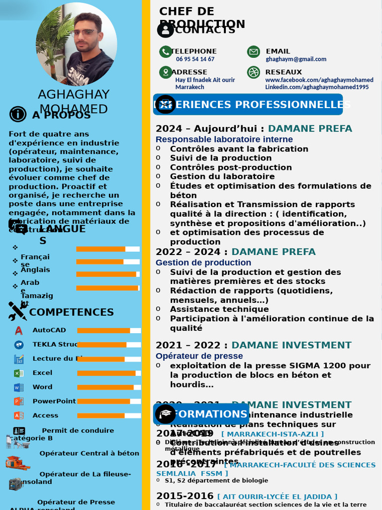 Cv Aghaghay - Copie | PDF | Béton | Ingénierie
