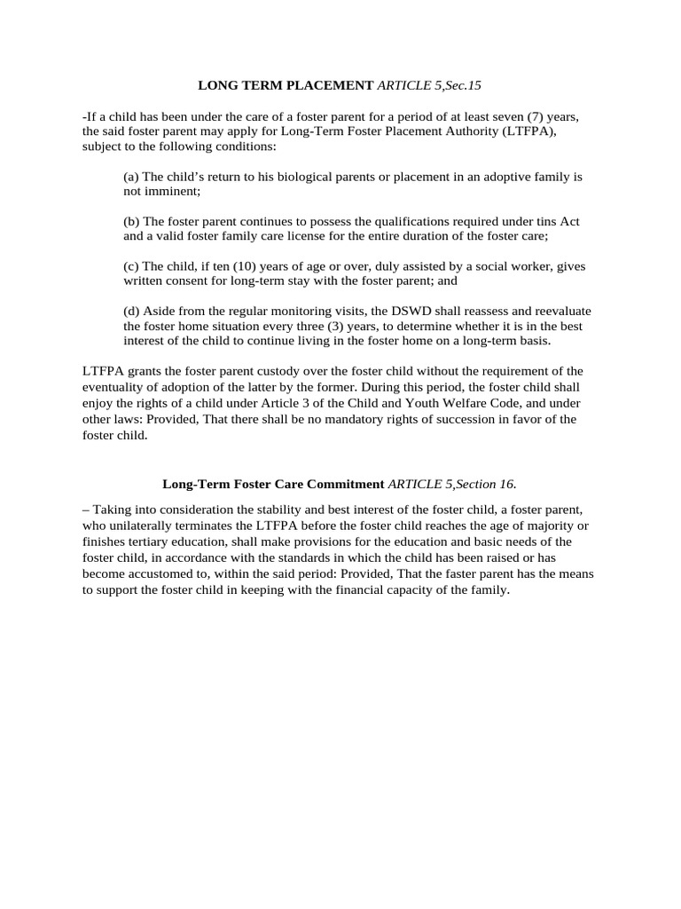 Long Term Placement | PDF