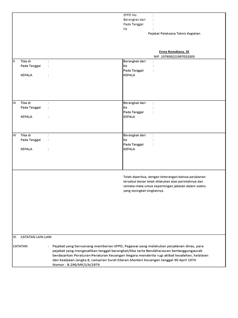 Lembar SPPD DISPERKIM NTB | PDF