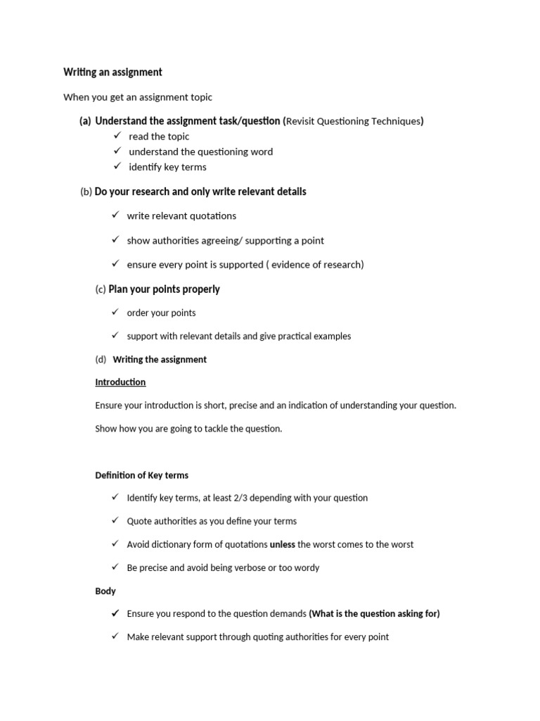 How To Write An Assignment Which Scores | PDF