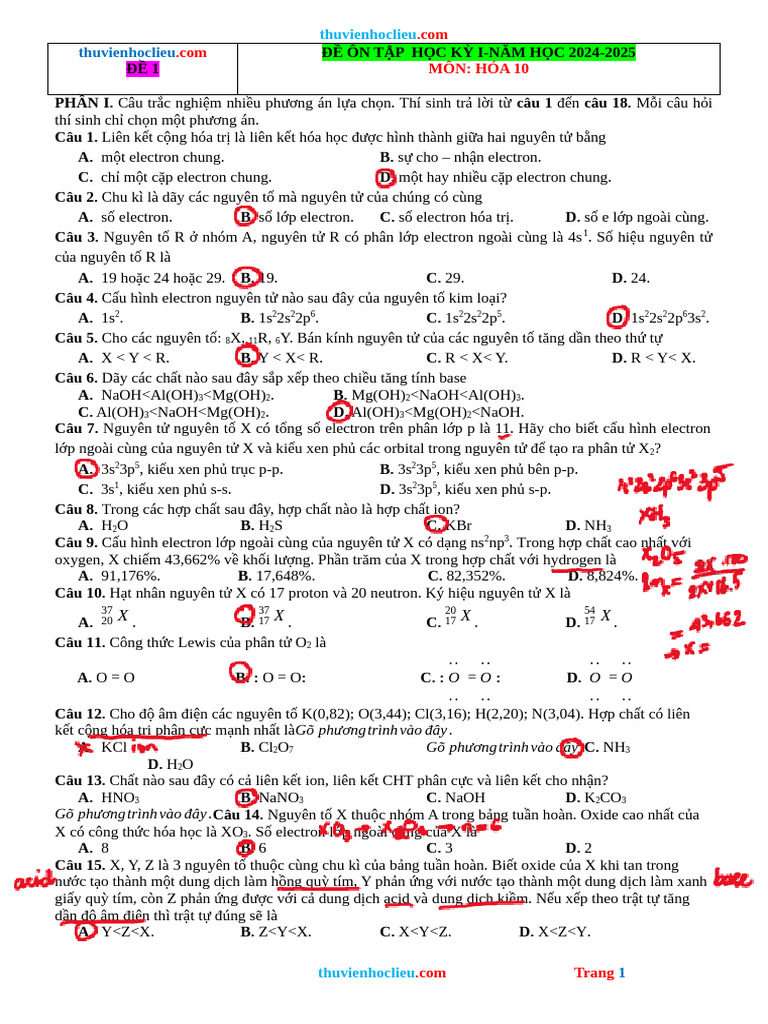 Bo de Kiem Tra Cuoi HK1 Hoa 10 CTM 24 25 | PDF