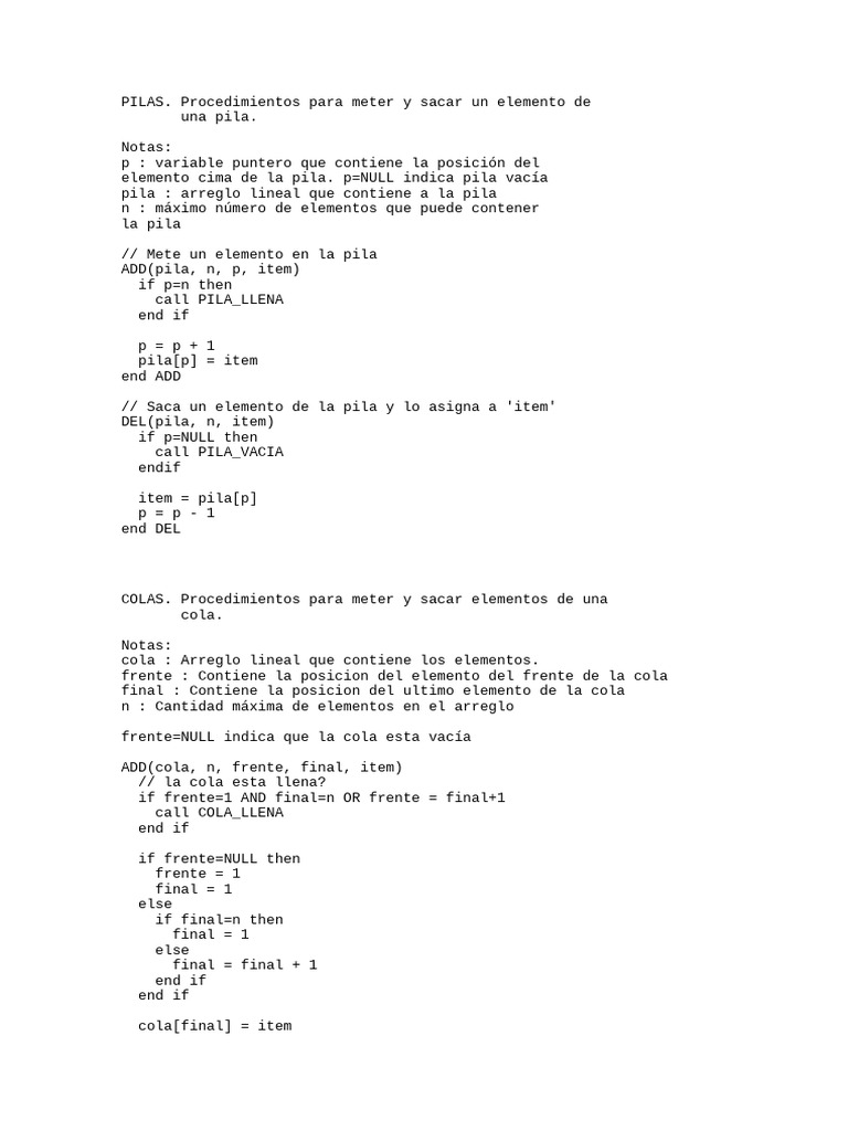 Pilas Colas Arboles | PDF | Algoritmos y Estructuras de Datos | Programación de computadoras