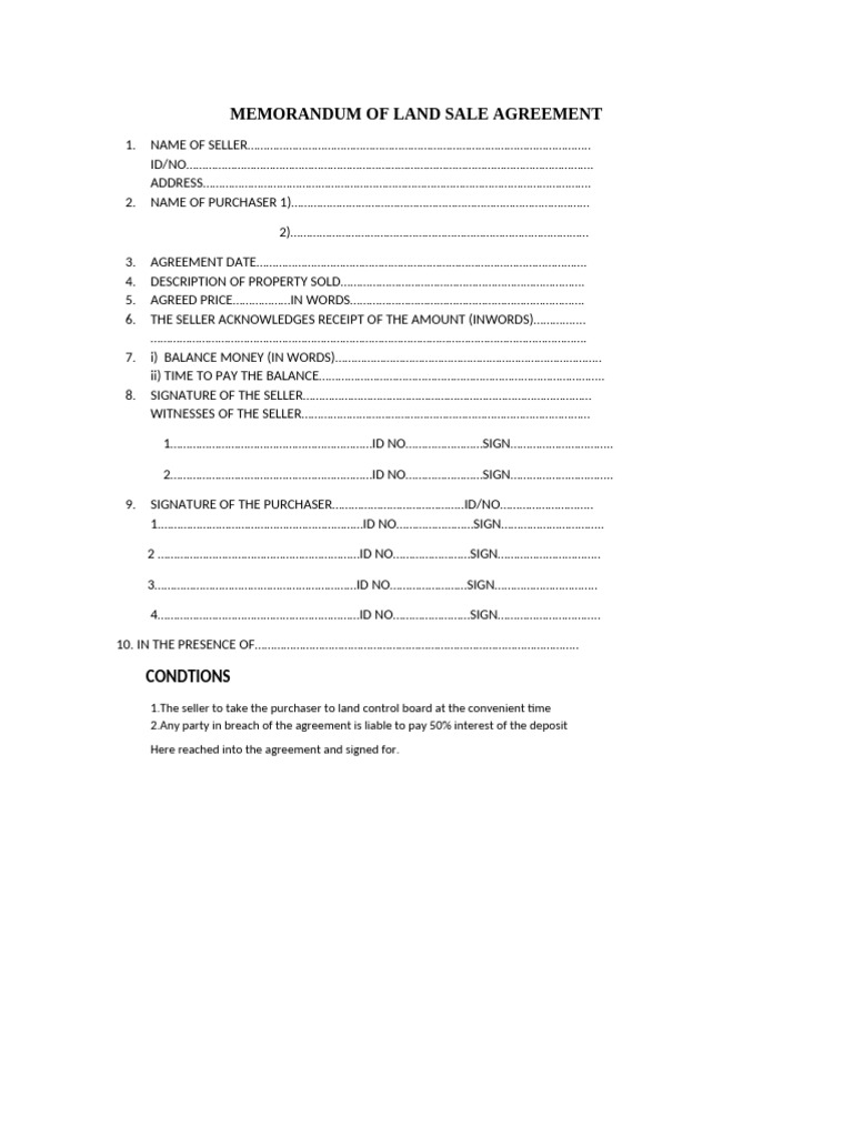 Memorandum of Land Sale Agreement | PDF