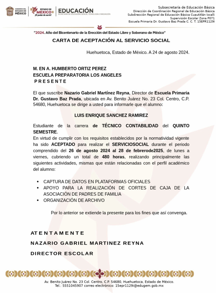 Carta Aceptacion La Prepa | PDF