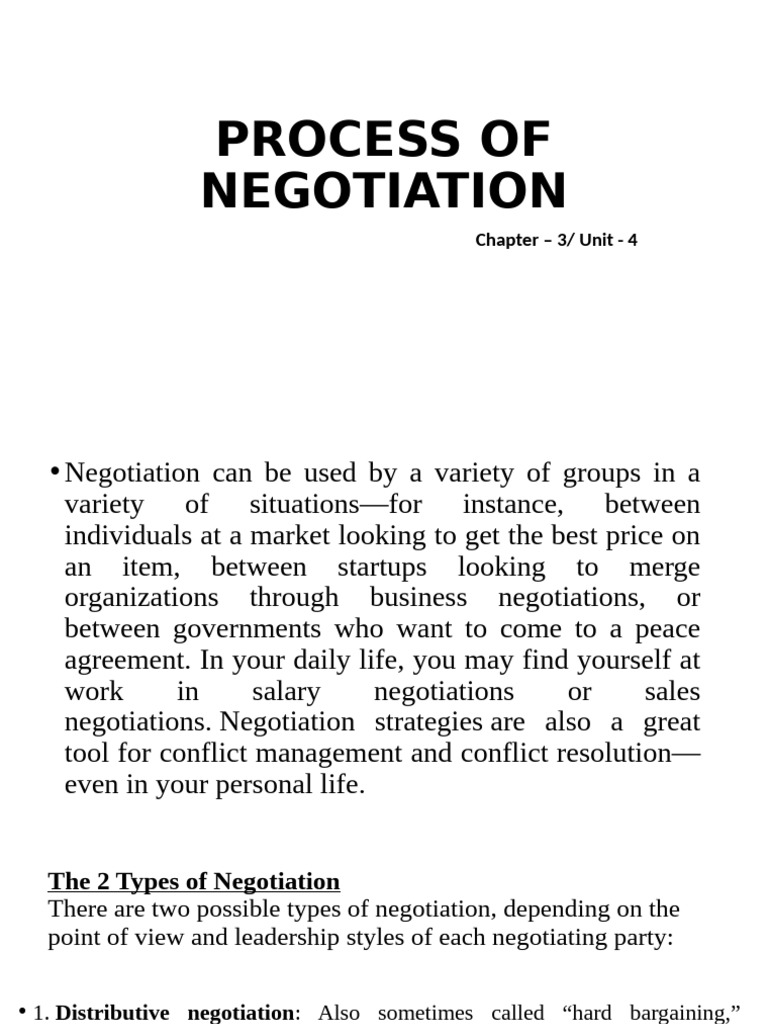 CHP - 3 - Unit-4-Process of Negotiation | PDF | Negotiation | Bargaining