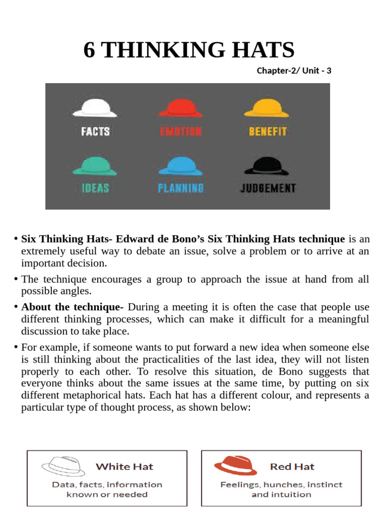 Chapter - 2 - Six Thinking Hats | PDF | Thought | Feeling