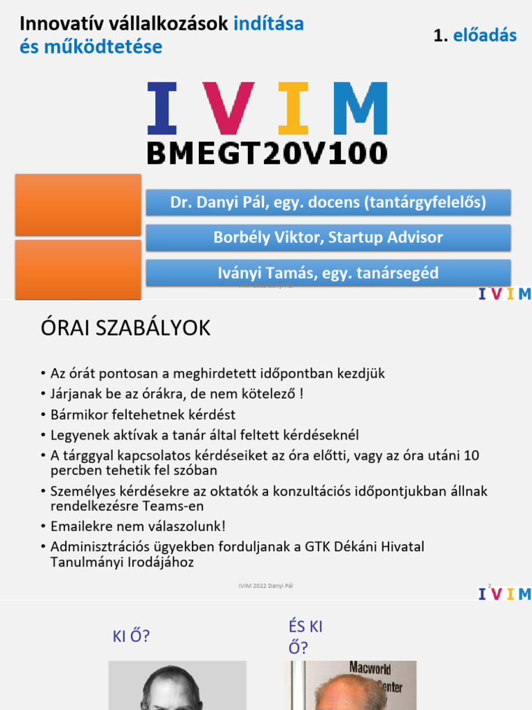 IVIM - 2022O Bevezető Előadás 1.0 | PDF