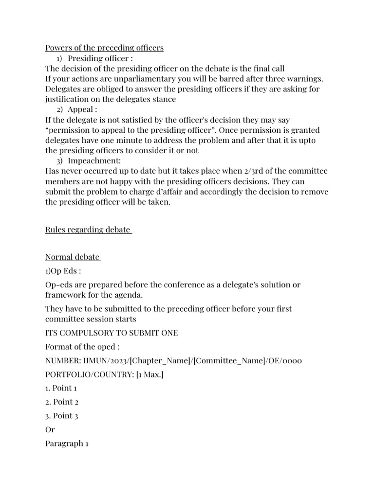 Rules of Procedure IIMUN | PDF | Committee | Government