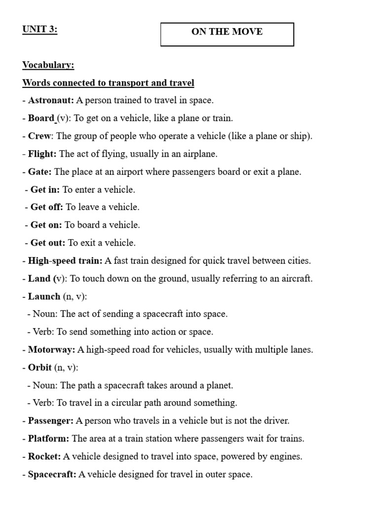 Unit 3 Vocabulary Pdf