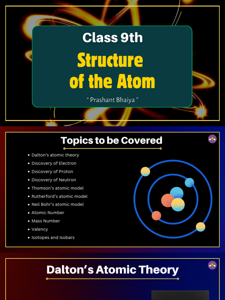 Class 9th - Structure of The Atom (Prashant Kirad) | PDF | Isotope | Atoms