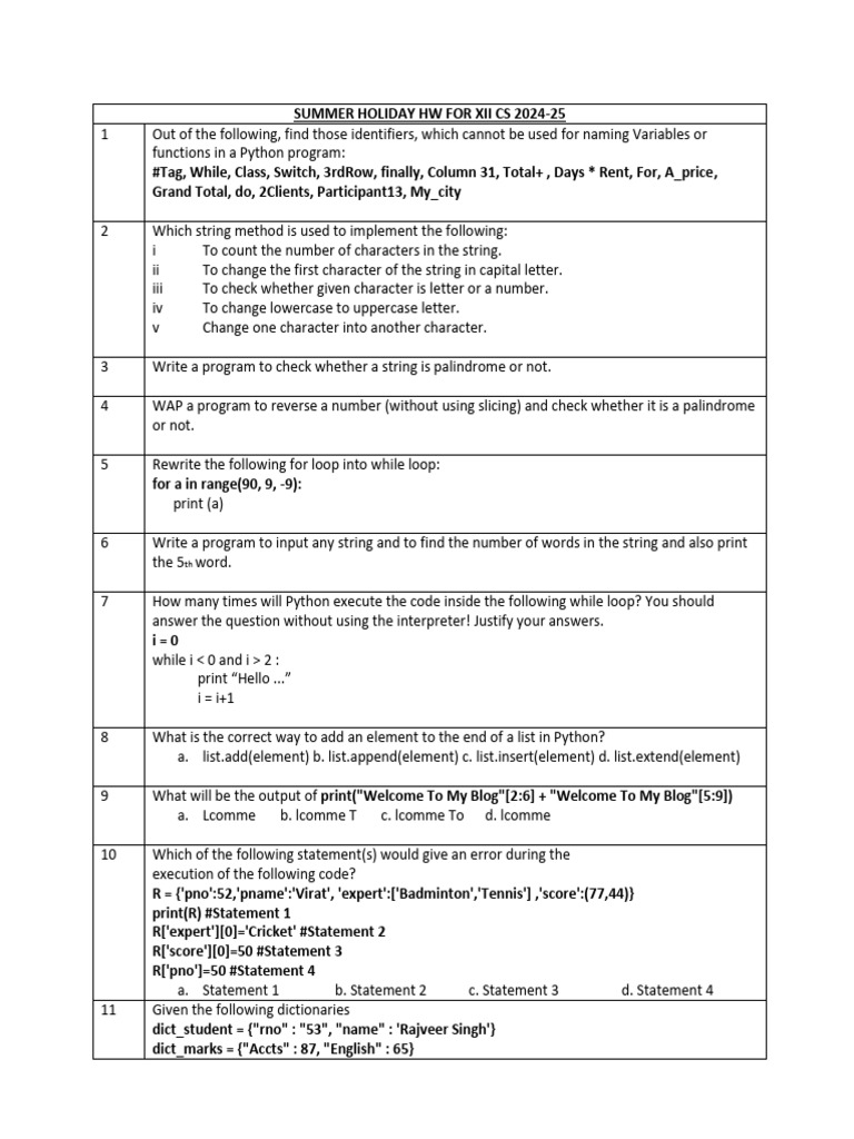 cs hhw | PDF | Software Engineering | Computer Programming
