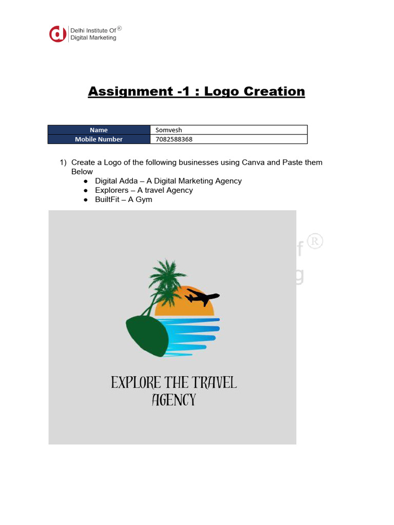 Logo Creation Assignment for Businesses | PDF