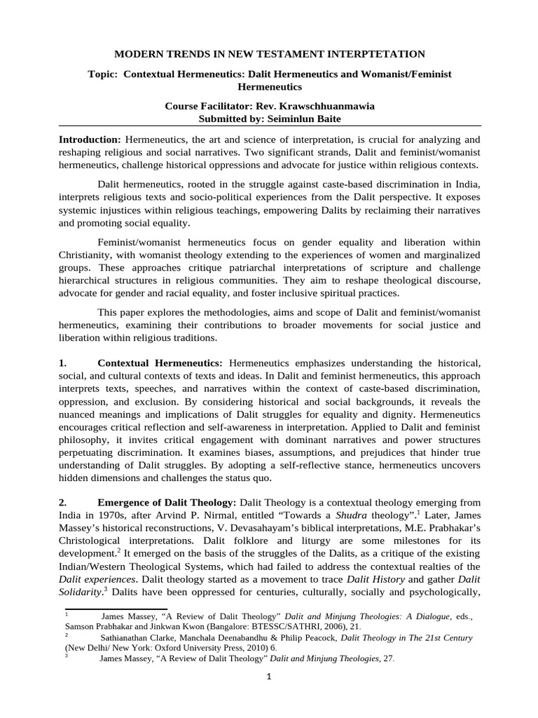 Dalit and Feminist hERMENEUTICS | PDF | Feminism | Gender Studies