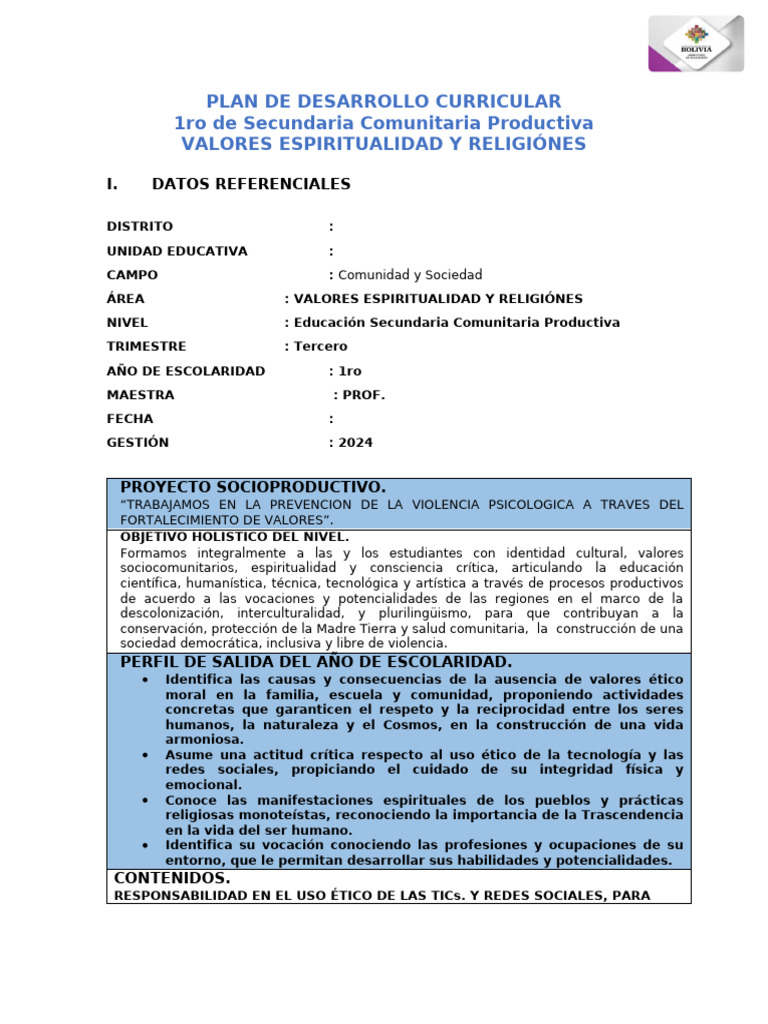PDC - Val - 1ro Sec | PDF | Tecnología de información y comunicaciones | Las emociones