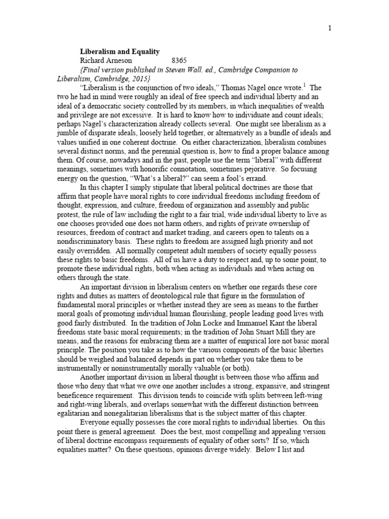 Liberalism and Equality | PDF | Egalitarianism | Liberalism