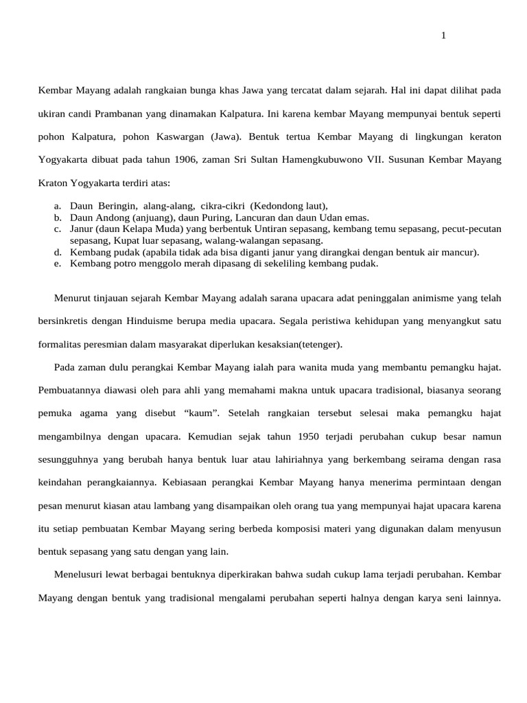 Kembar Mayang Adalah Rangkaian Bunga Khas Jawa Yang Tercatat Dalam ...