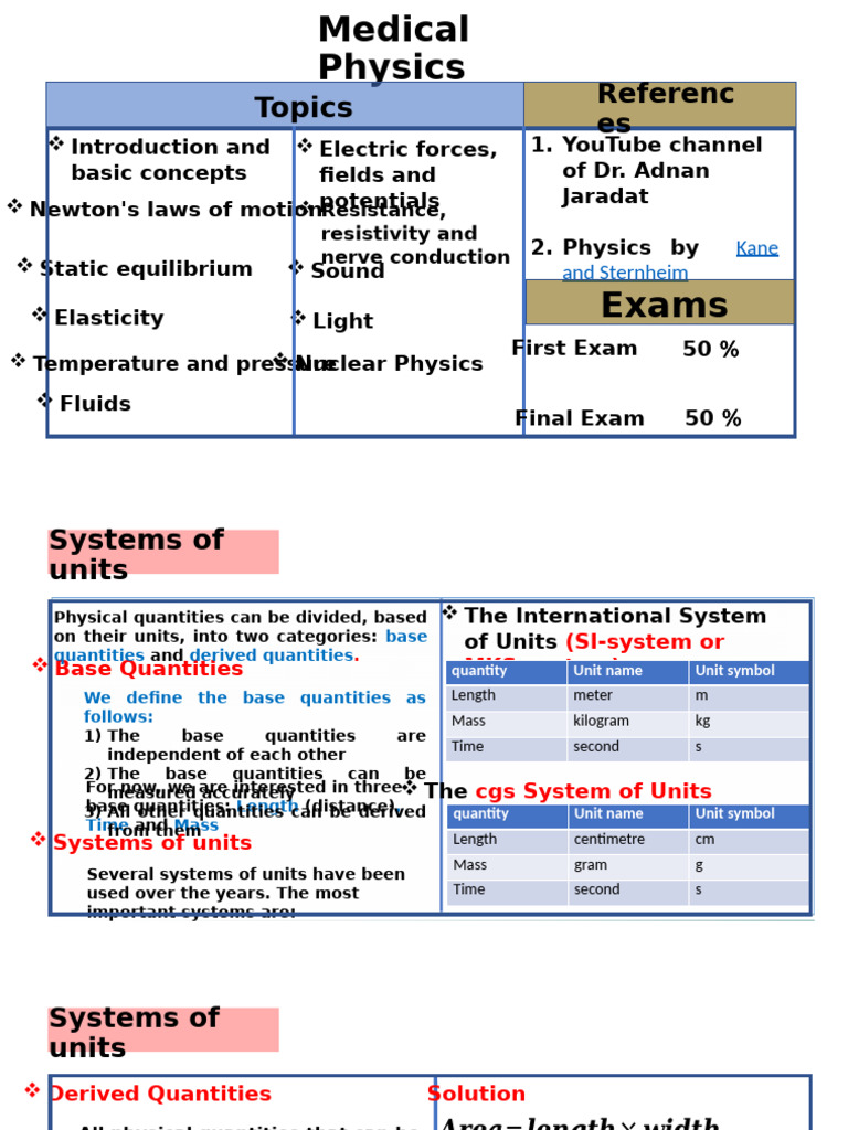 Medical Physics 1 | PDF | International System Of Units | Cartesian ...