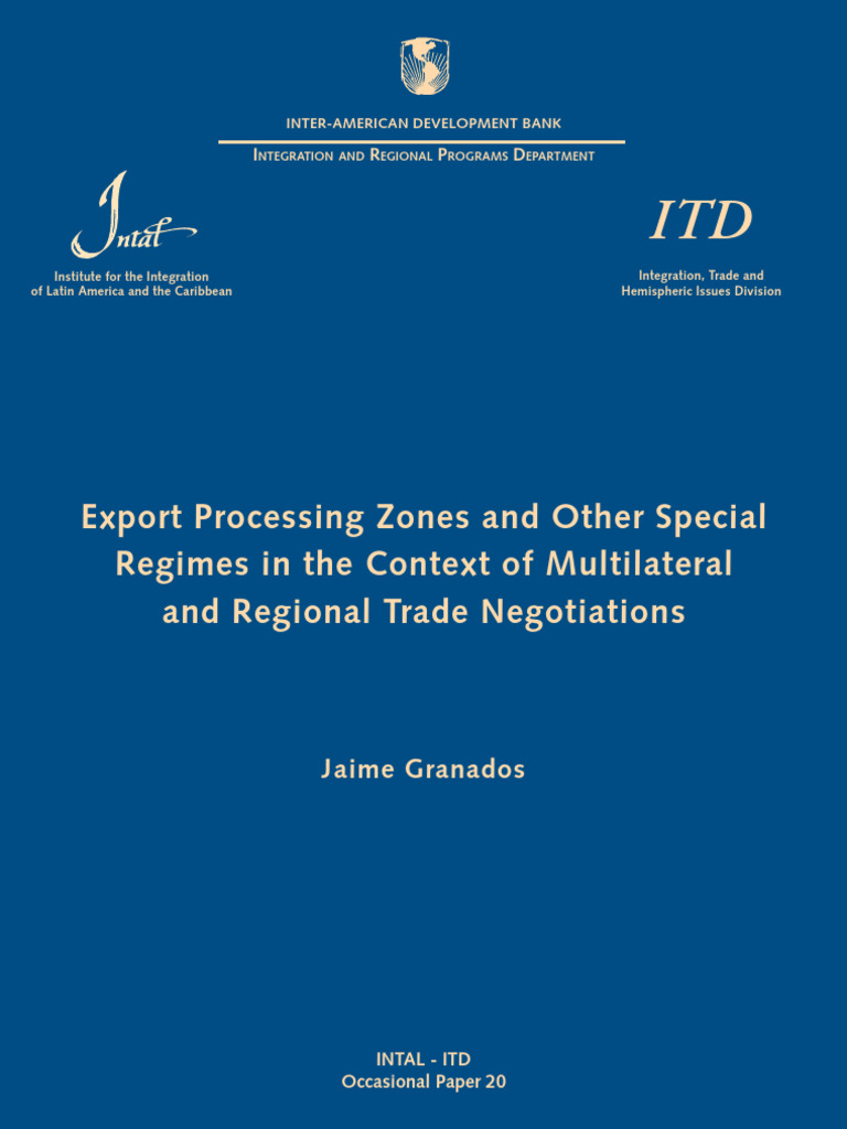 Export Processing Zones and Other Special Regimes in The Context of ...