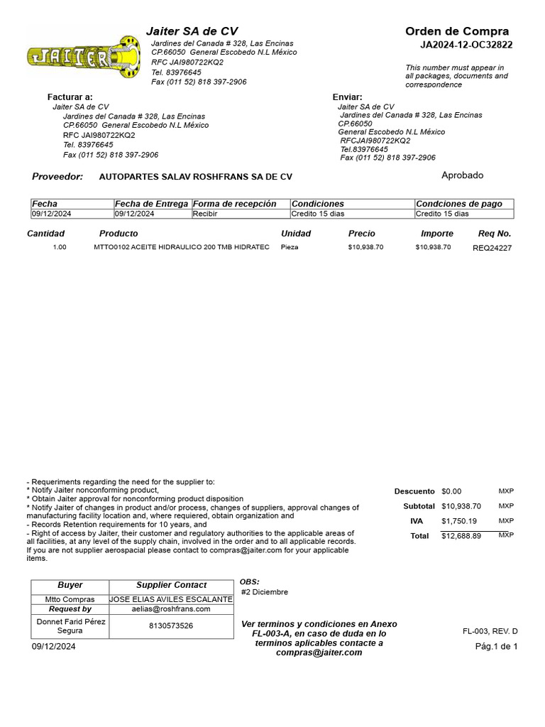 Aceite Salav 2 Dic | PDF