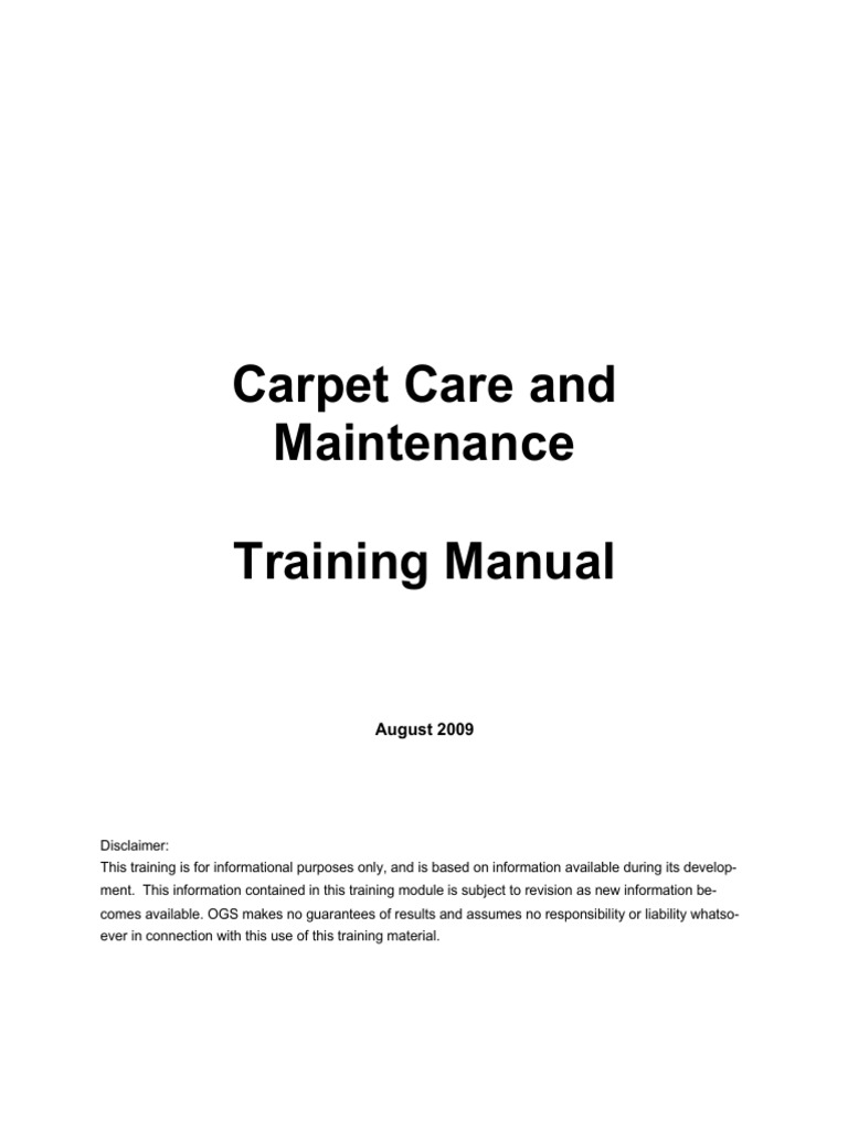 Carpet Care Training Manual Final | PDF | Secondary Sector Of The Economy