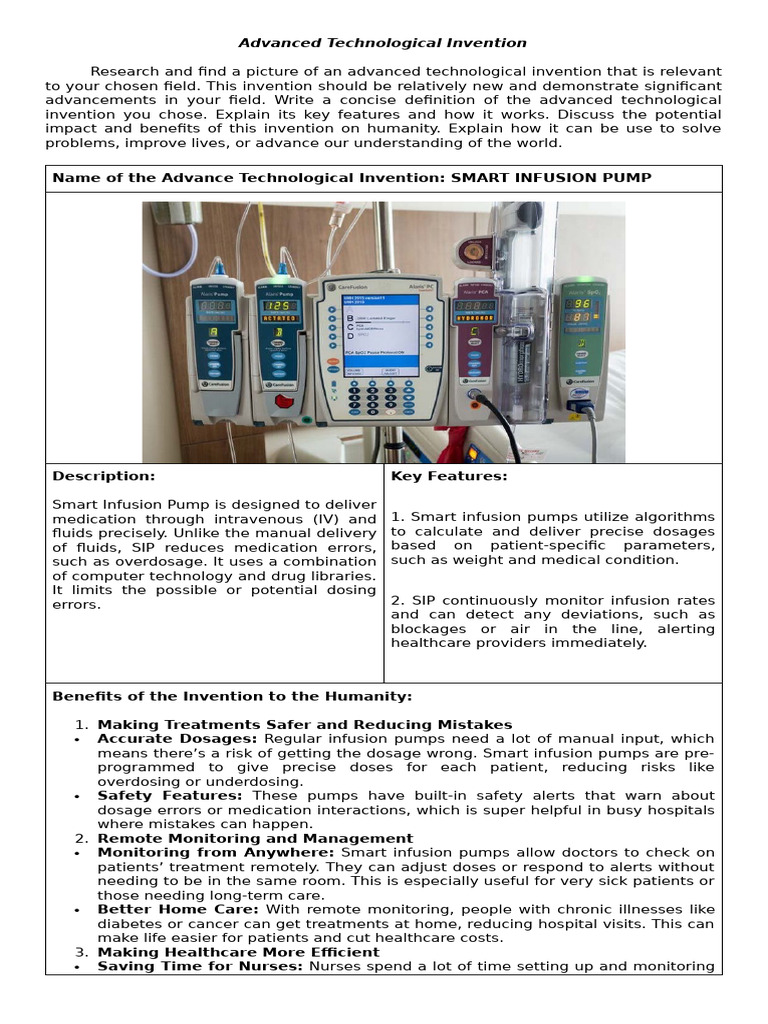 Advanced Technological Invetion | PDF | Intravenous Therapy | Dose ...