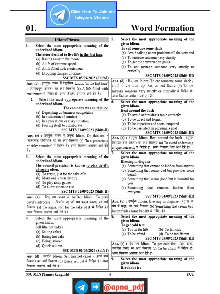 SSC MTS English Language and Comprehensio (@apna PDF | PDF | Linguistics