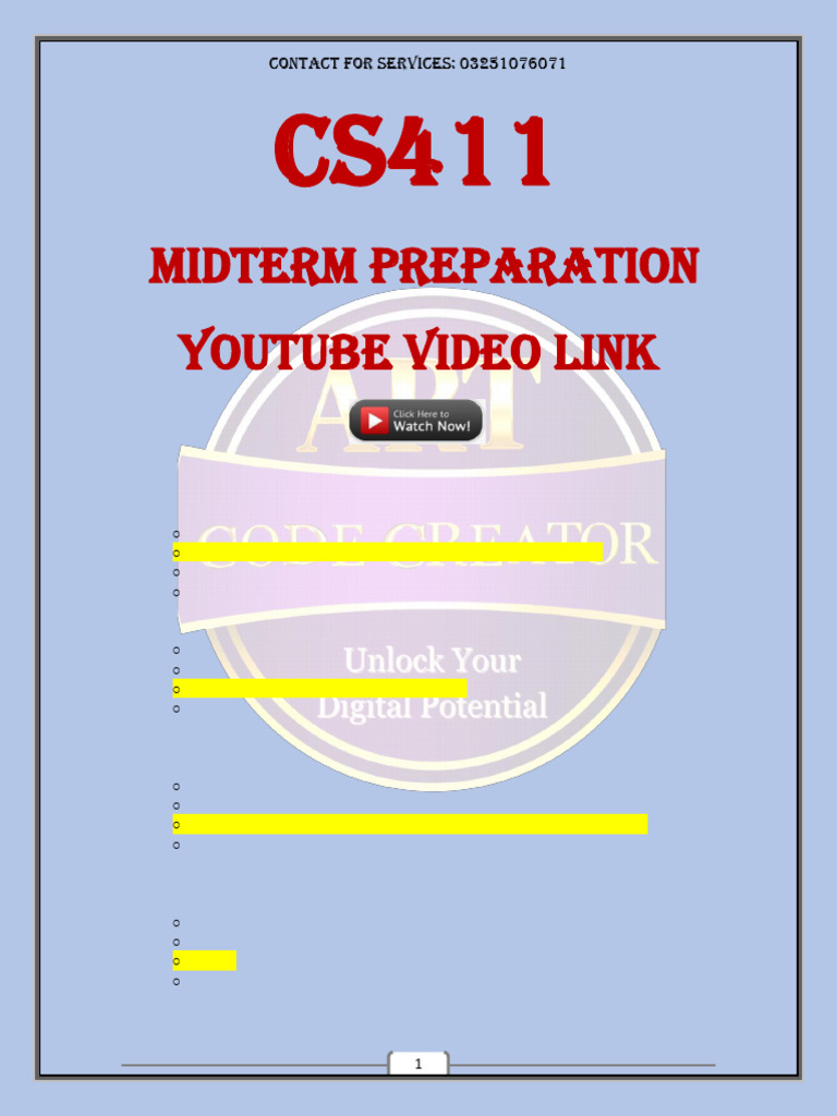 CS411 Mid Preparation 2024 By Mr.ART | PDF | Class (Computer ... CS411 Mid Preparation 2024 By Mr.ART | PDF | Class (Computer ...