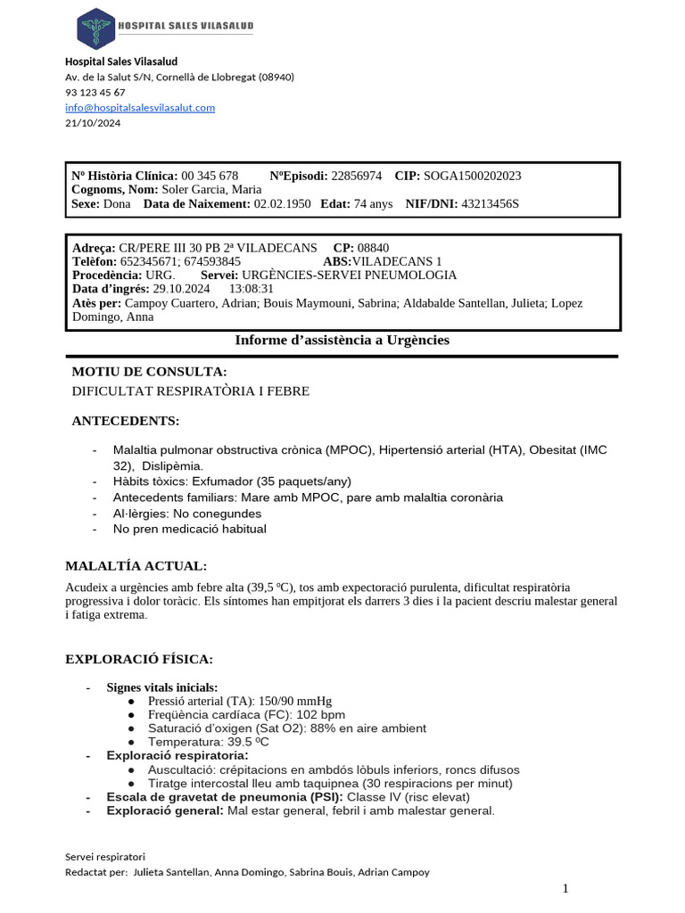 Informe D'urgències | PDF