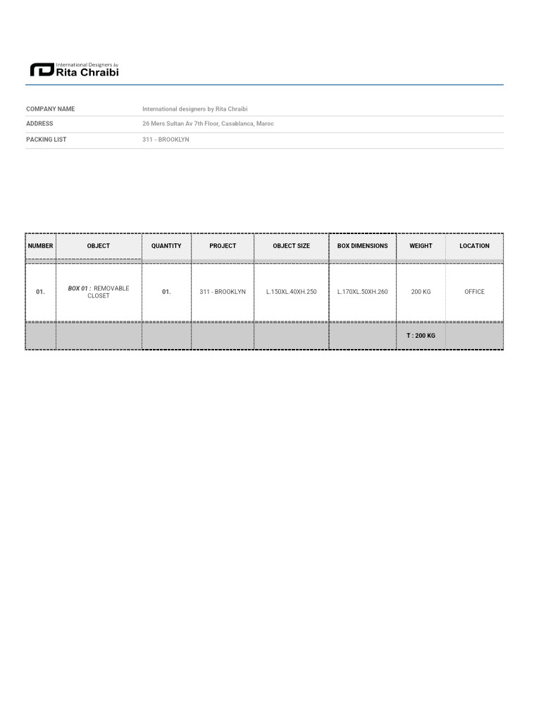 Liste de Colisage Brooklyn Synagogue - Envoi Aerien - 11272024 | PDF