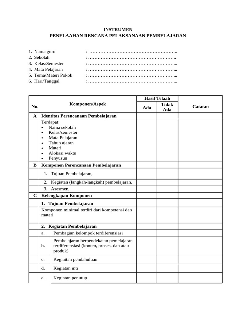 Instrumen Telaah PRPP | PDF