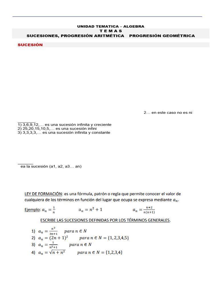 3 SUCESIONES, PROGR - ARITM. y GEOM - Jue.5-Dic.4 | PDF | Secuencia ...