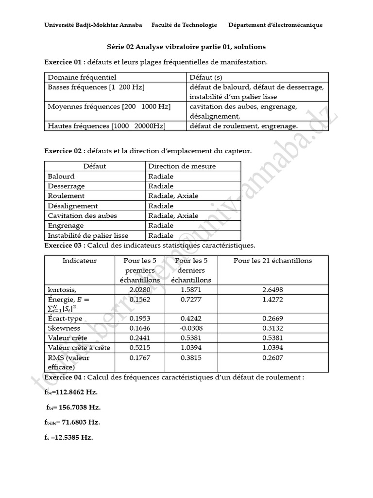 S Rie 02 Analyse Vibratoire Partie 01 Solutions - PDF Filename UTF 8 ...