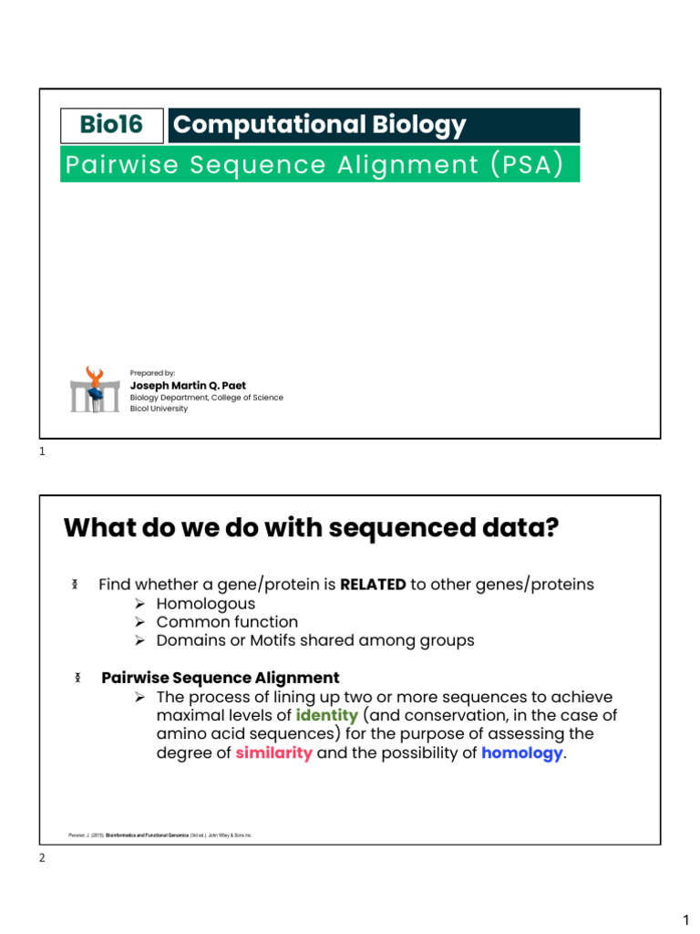 Pairwise Sequence Alignment Overview Pdf Sequence Alignment 8939