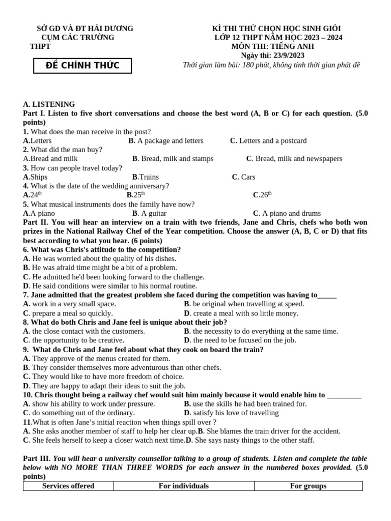 ĐỀ CỤM CÁC TRƯỜNG NĂM HỌC 2023-2024- THPT KINH MÔN | PDF | Gene ...